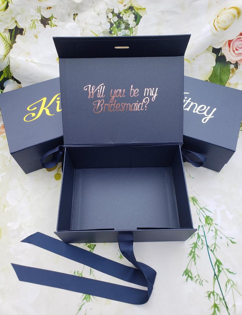 Personalized Navy Gift Box with Bow – Crafty Lady Boutique